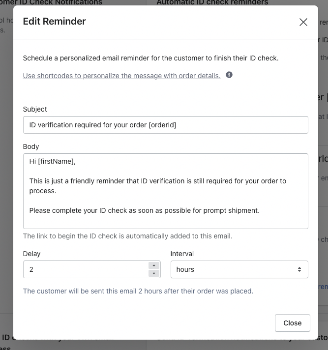 Schedule automatic ID check reminders for customers | Help Center